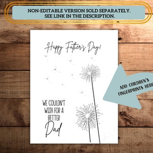 Editable Printable Dandelion Fingerprint Art / Keepsake Craft / Baby ...