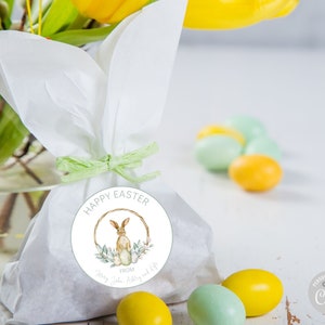 Editable Easter Bunny Label Template, 2 Inch Round Easter Gift Tag or ...