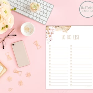 Boho Printable to Do List, Watercolor Floral Planner Insert, Pink ...