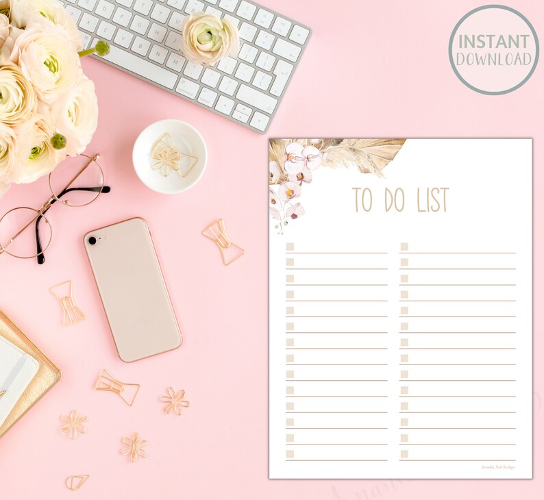 Boho Printable to Do List Watercolor Floral Planner Insert - Etsy