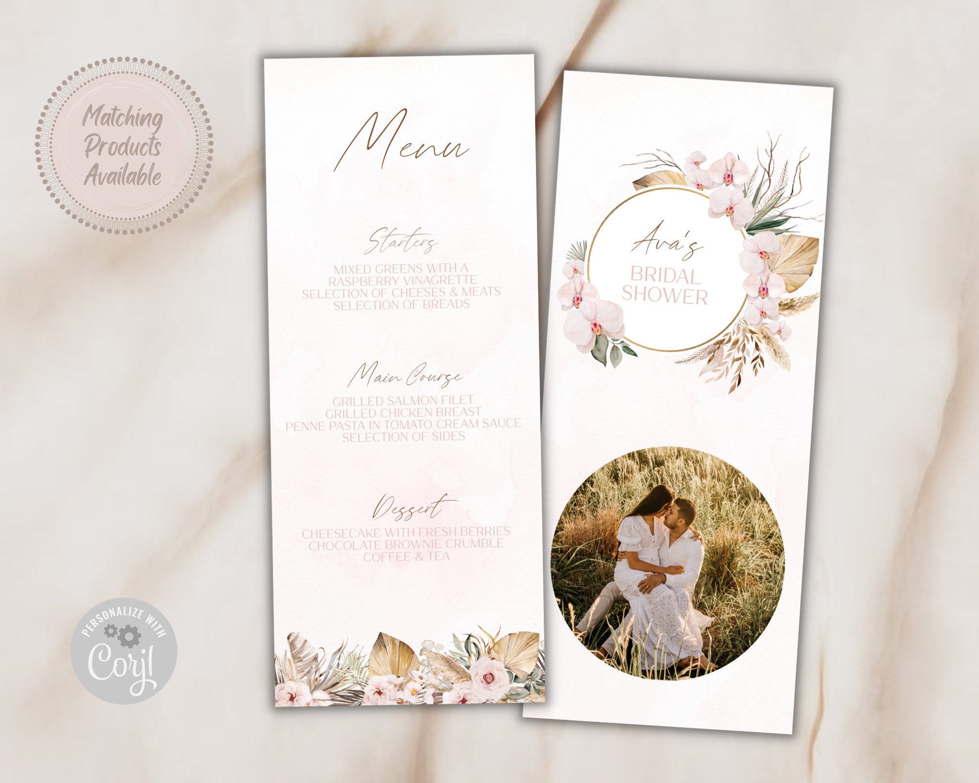 Editable Pink Boho Floral Menu Template Printable Boho Bridal - Etsy