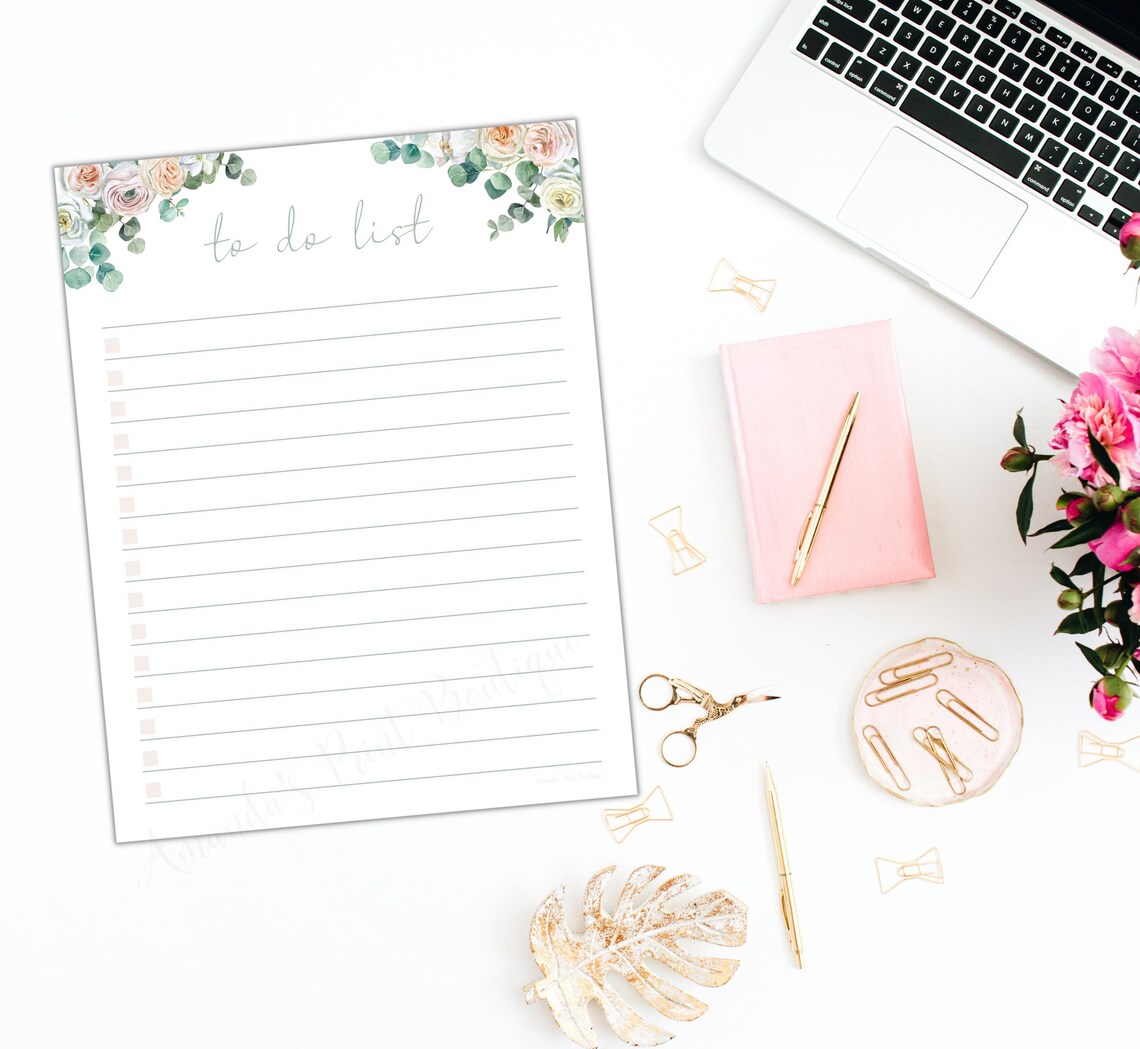 Printable to Do List Watercolor Blush Boho Floral Planner - Etsy