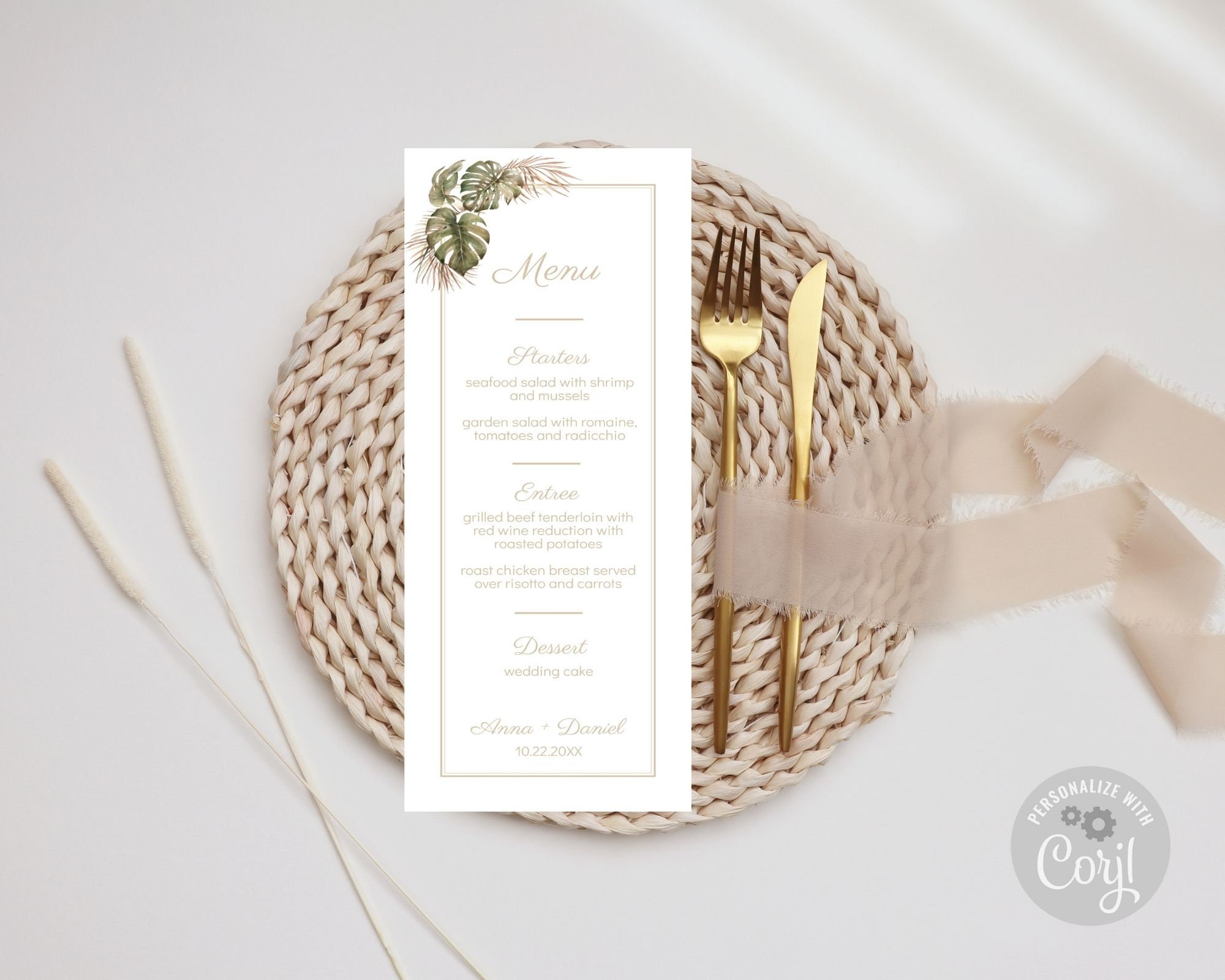 Boho Menu Card Template Lunch/ Dinner / Brunch Menu Printable | Etsy