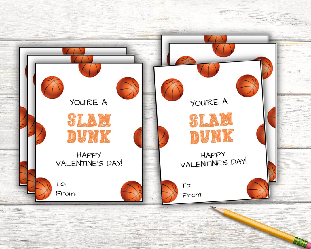 Slam Dunk Valentines Day for School Valentines, Basketball Valentine's ...