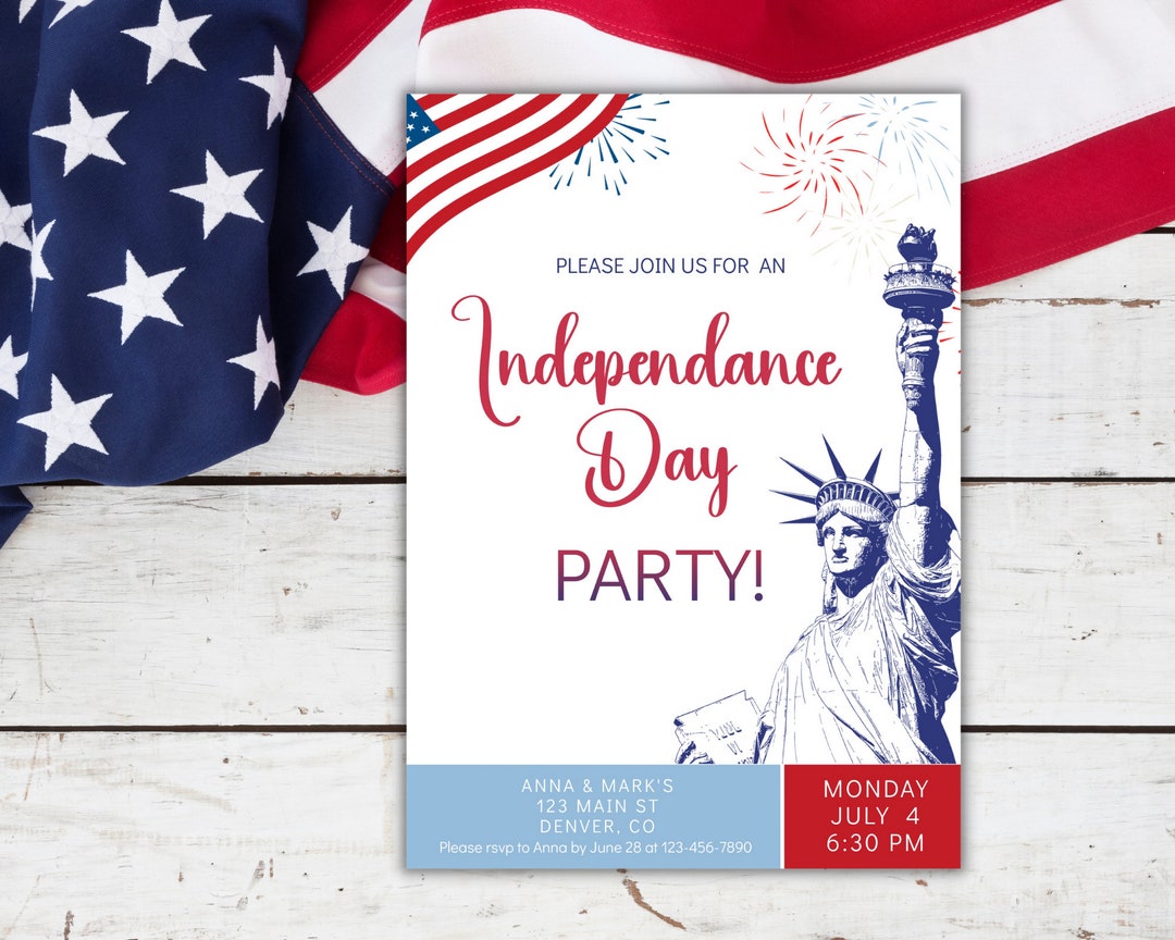 EDITABLE 4th of July Invitation, Independance Day Celebration, US Flag ...