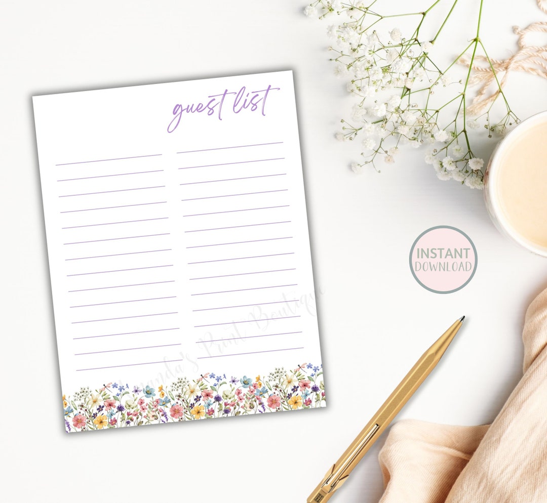 Wildflowers Wedding/shower Guest List, Sign Here Table Sign Baby Shower ...