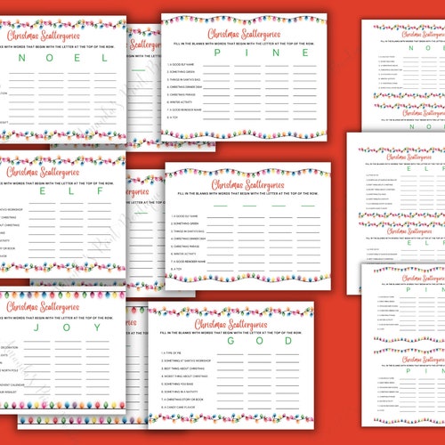 Christmas Scattergories Game Christmas Adult Party Printable - Etsy