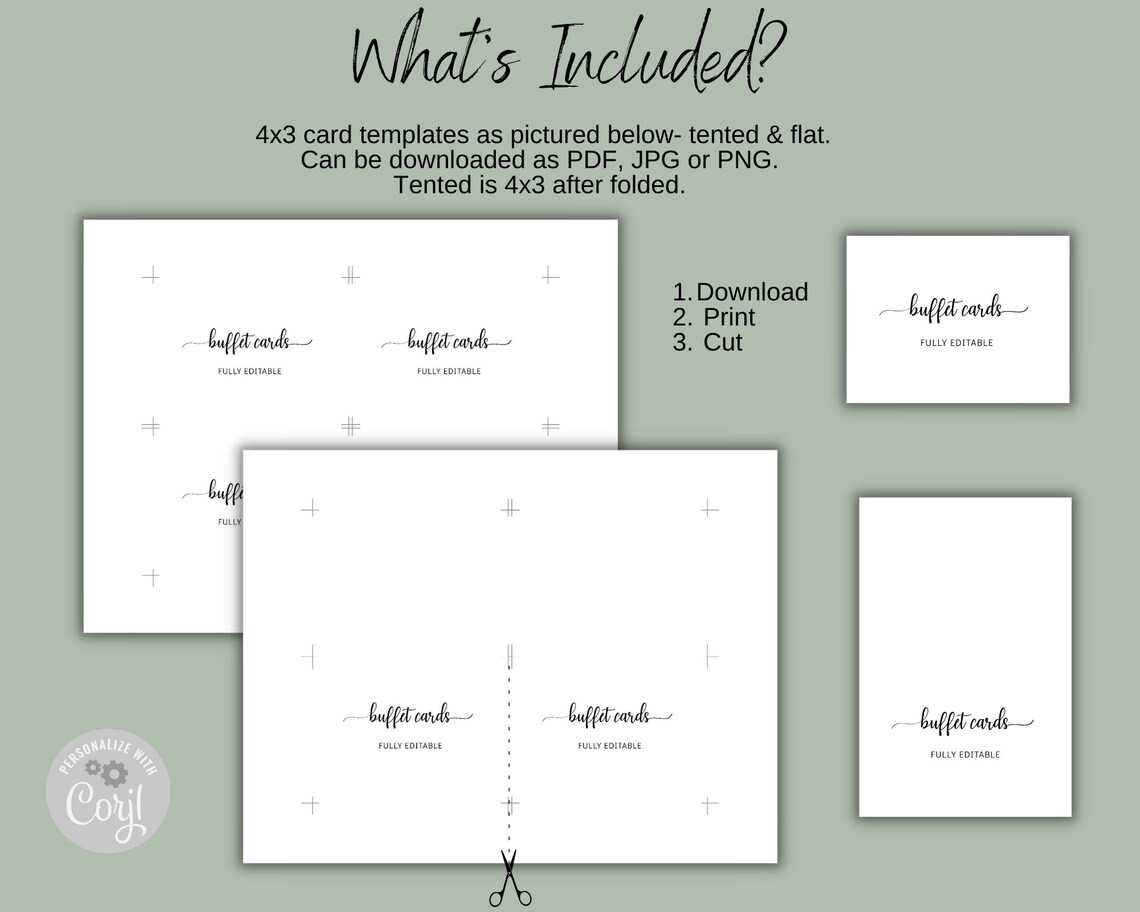 Editable Script Buffet Card Template Calligraphy Wedding - Etsy