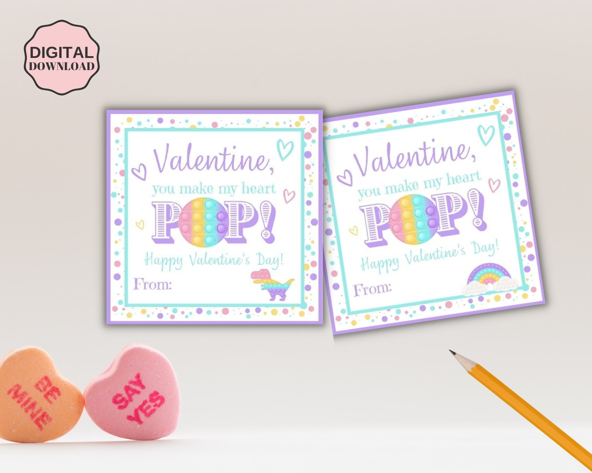 Valentine Pop It Gift Tags, Pop It Gift Label, Valentine's Day Pop Its ...