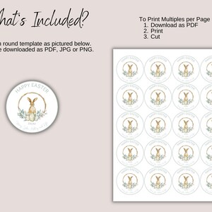 Editable Easter Bunny Label Template, 2 Inch Round Easter Gift Tag or ...