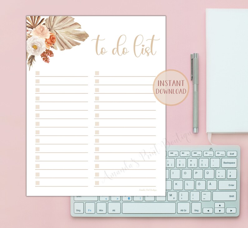 Boho Floral Printable to Do List Watercolor Floral Planner - Etsy