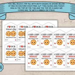 Chip Chip Hooray, Cookie Valentine Tag, Valentines for School, Class ...