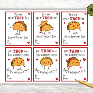 Taco Valentines for School, Taco Valentine's Day Cards, Taco Valentine ...