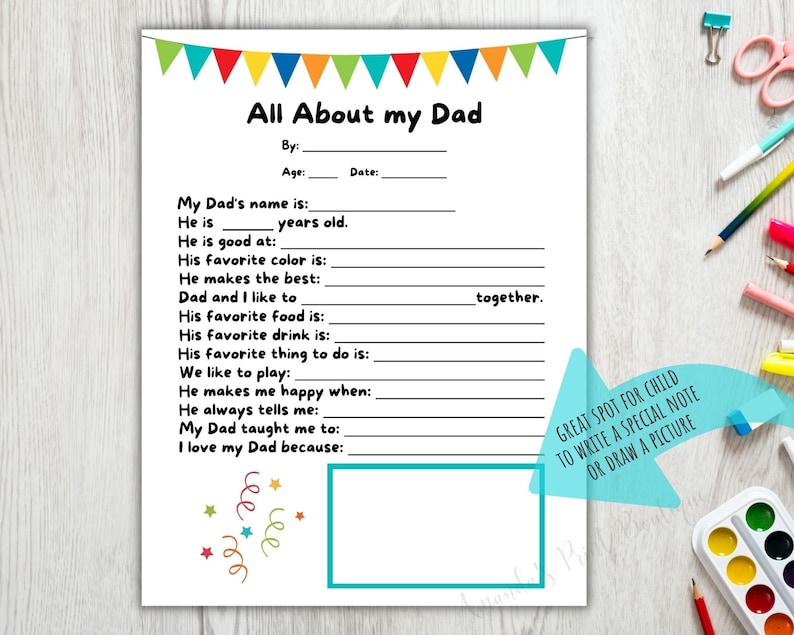 All About My Dad Kid Questionnaire Father's Day Gift - Etsy
