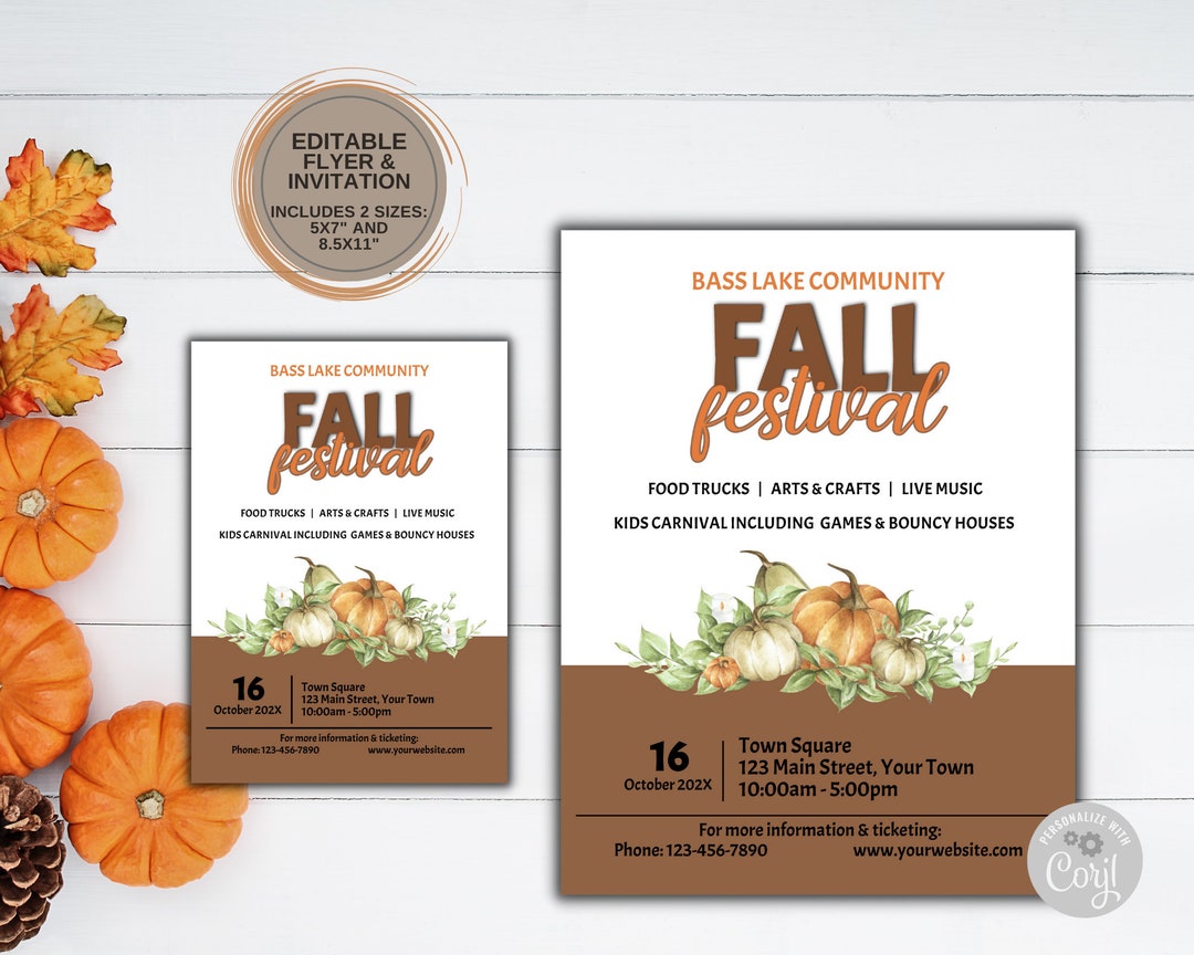 Fall Festival Flyer, Fall Harvest, Fall Community Celebration, Fall ...