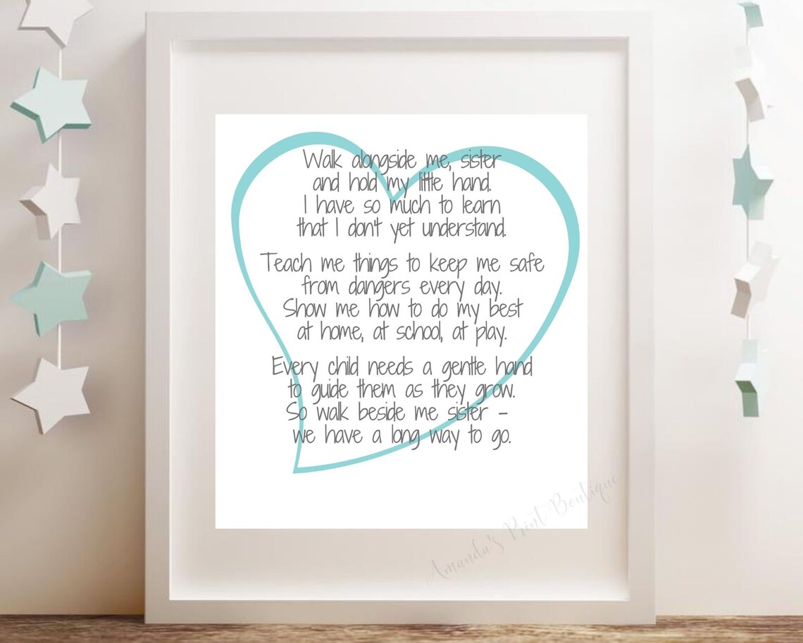 Walk Alongside Me Sister and Hold My Little Hand Printable - Etsy