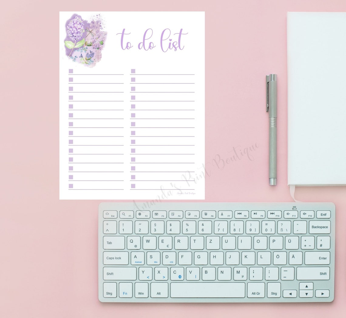 Printable to Do List, Watercolor Purple Floral Planner Insert, Lavender ...