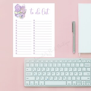Printable to Do List, Watercolor Purple Floral Planner Insert, Lavender ...