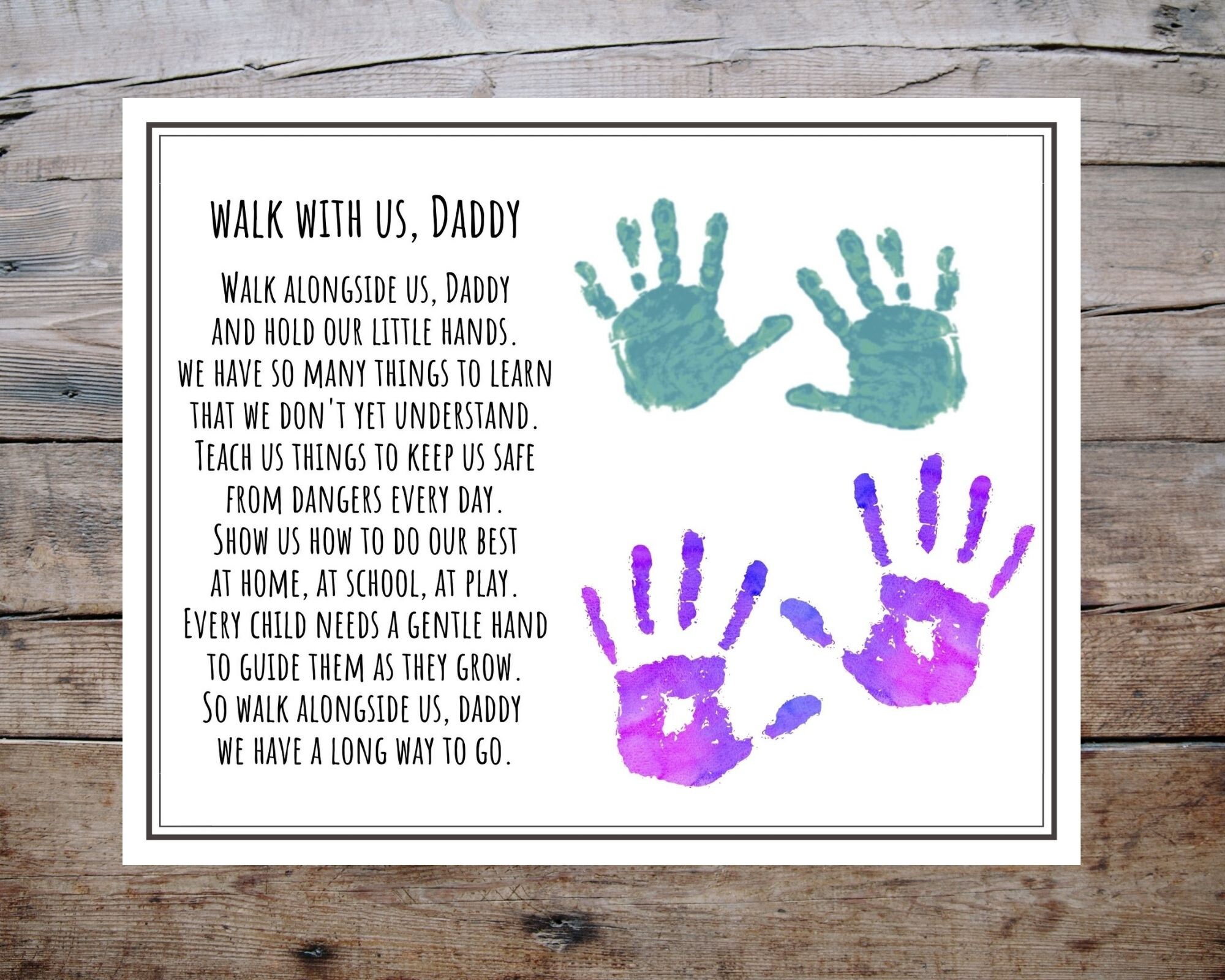 Walk With Us Daddy Walk Alongside Us Fathers Day Handprint - Etsy