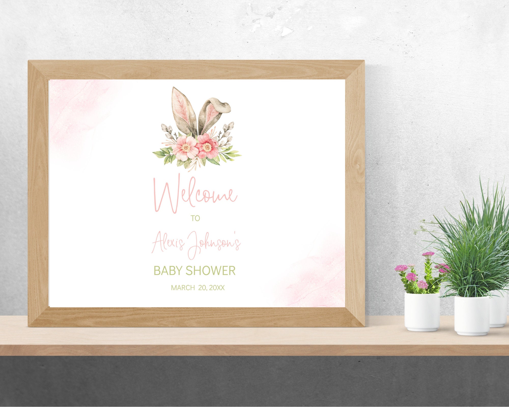 Editable Bunny Ears Horizontal & Vertical Welcome Signs, Bunny Baby ...