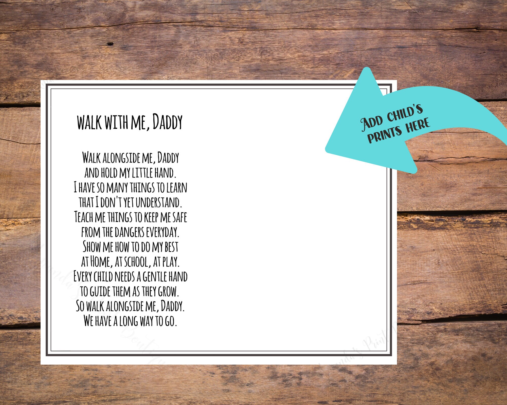 Walk With Me Daddy, Walk Alongside Me Fathers Day Handprint Keepsake ...