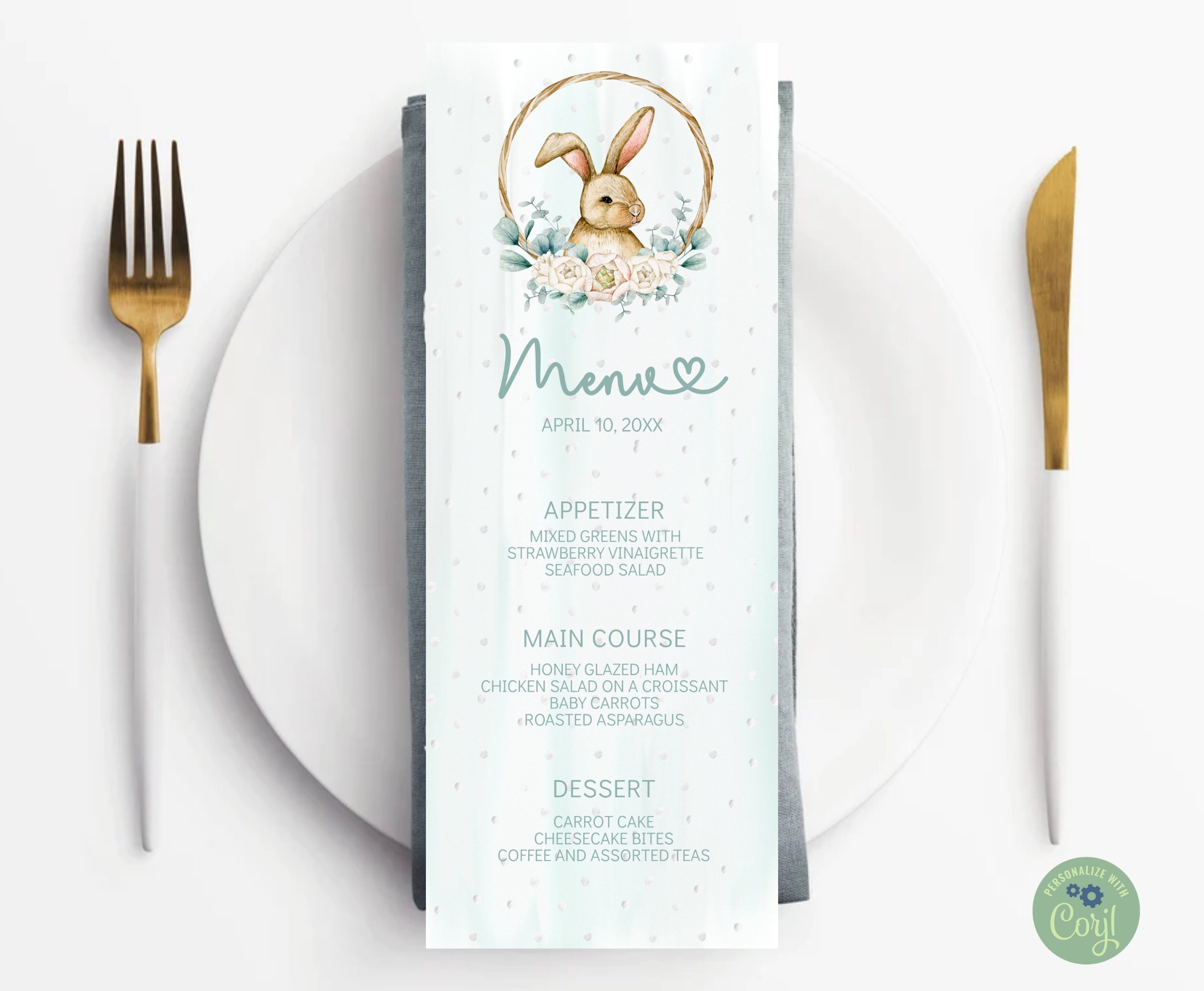 Little Bunny Menu Template, Printable Shower Menu, Gender Neutral ...