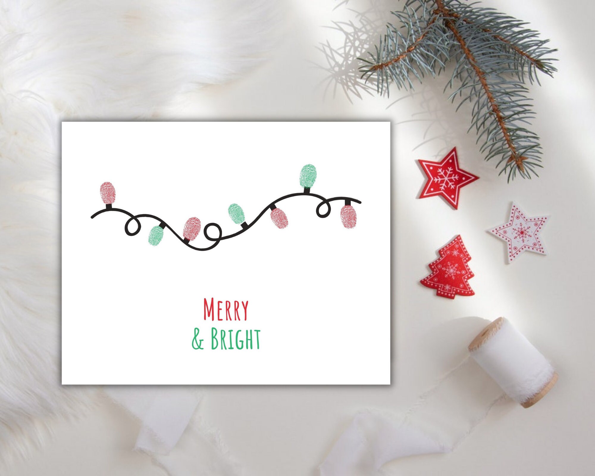 Christmas Fingerprint Art / Christmas Lights Art Printable/ Keepsake ...