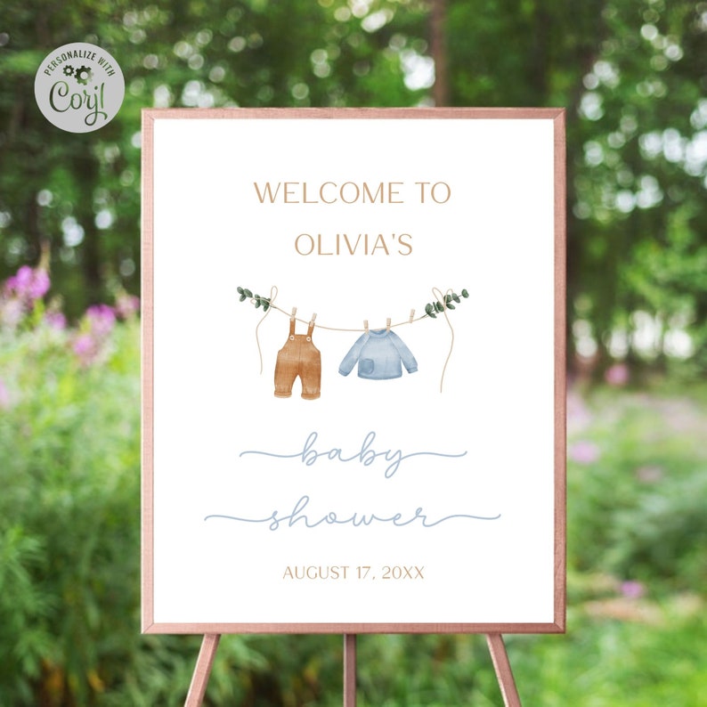 Baby Shower Welcome Sign, Boho Baby Clothes Sign, Editable Welcome Sign ...