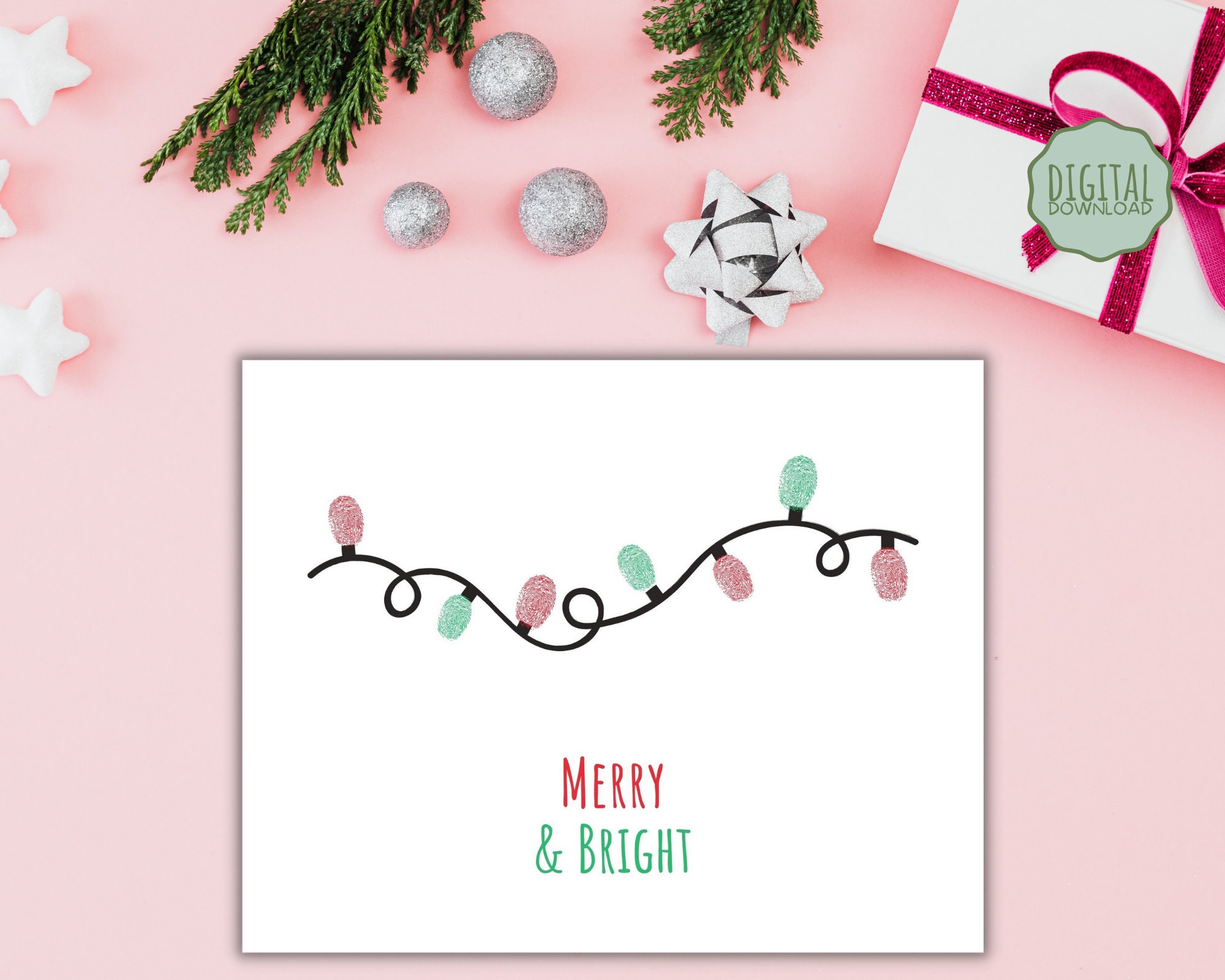 Christmas Fingerprint Art / Christmas Lights Art Printable/ Keepsake ...