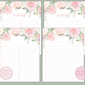 Printable to Do List, Watercolor Floral Planner Insert, Pink Flower ...