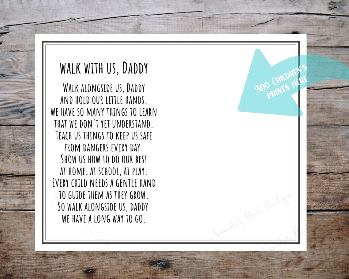 Walk With Us Daddy, Walk Alongside Us Fathers Day Handprint Keepsake ...