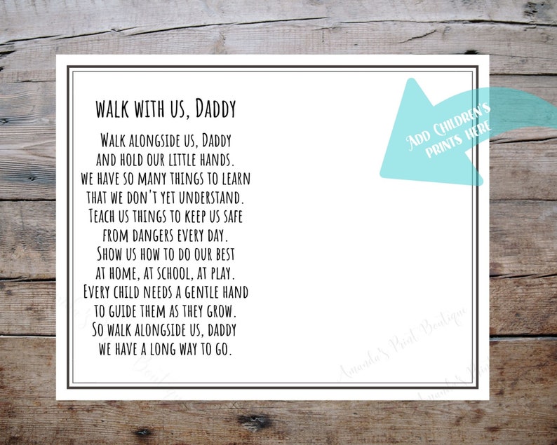 Walk With Us Daddy, Walk Alongside Us Father’s Day Handprint Keepsake ...