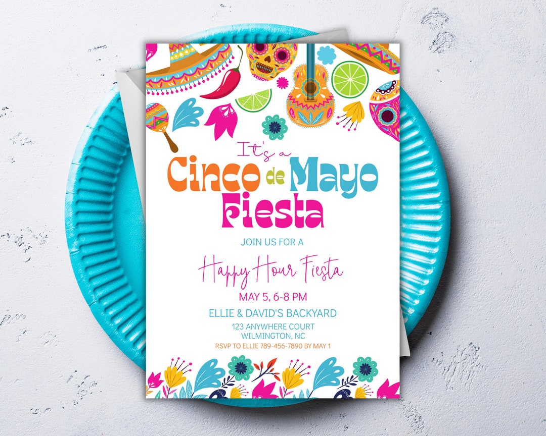 Cinco De Mayo Party Invitation, Editable Fiesta Happy Hour, Mexican ...