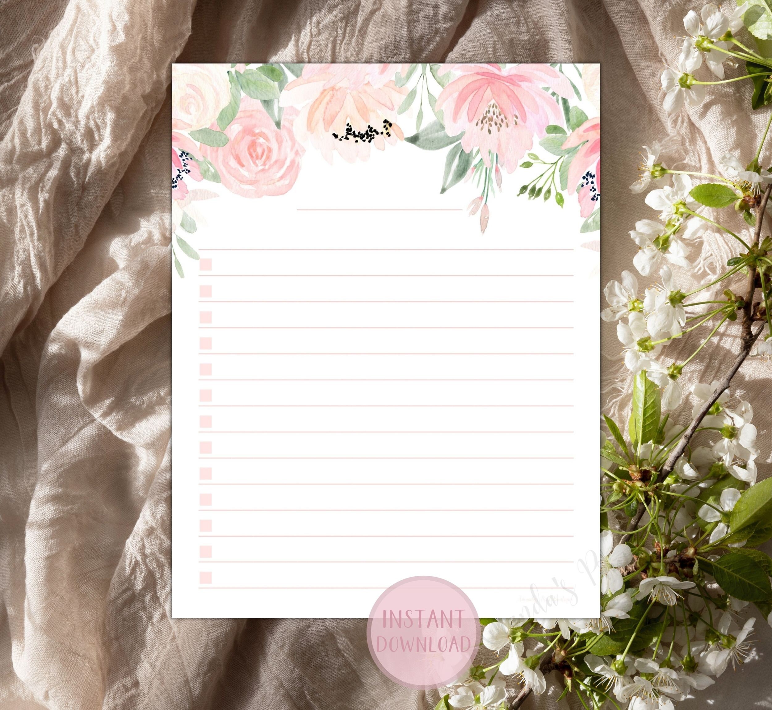 Printable to Do List, Watercolor Floral Planner Insert, Pink Flower ...