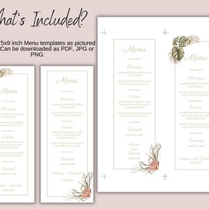Boho Menu Card Template Lunch/ Dinner / Brunch Menu Printable ...
