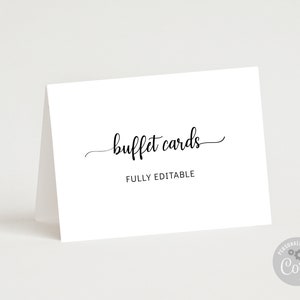 Editable Script Buffet Card Template, Calligraphy Wedding Buffet Label ...