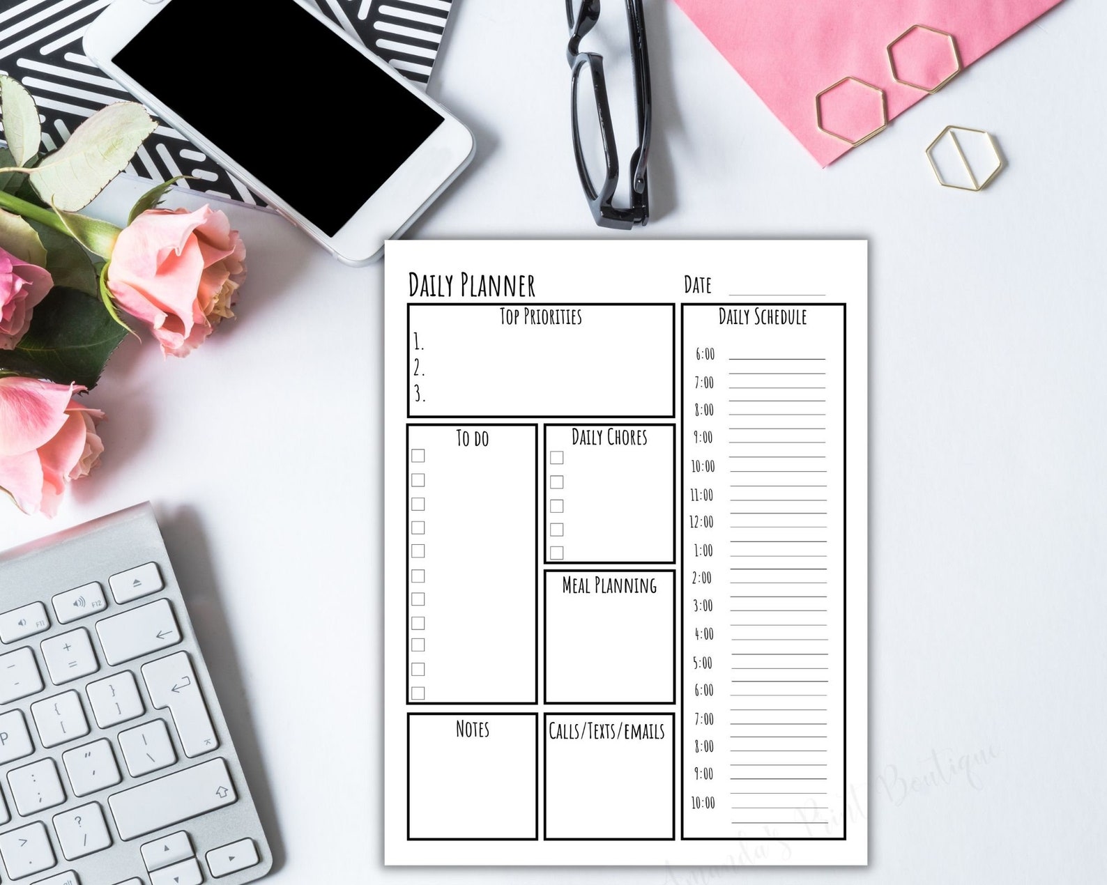 Daily Planner half-hour Daily Calendar half-hour Daily Schedule To-do ...