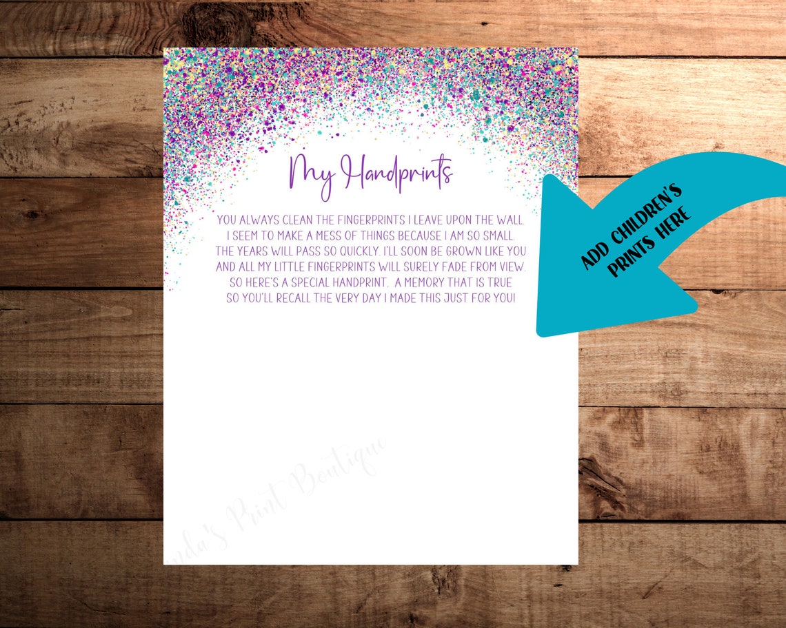 My Handprints Poem/ Handprint Art / Keepsake Craft / Baby - Etsy