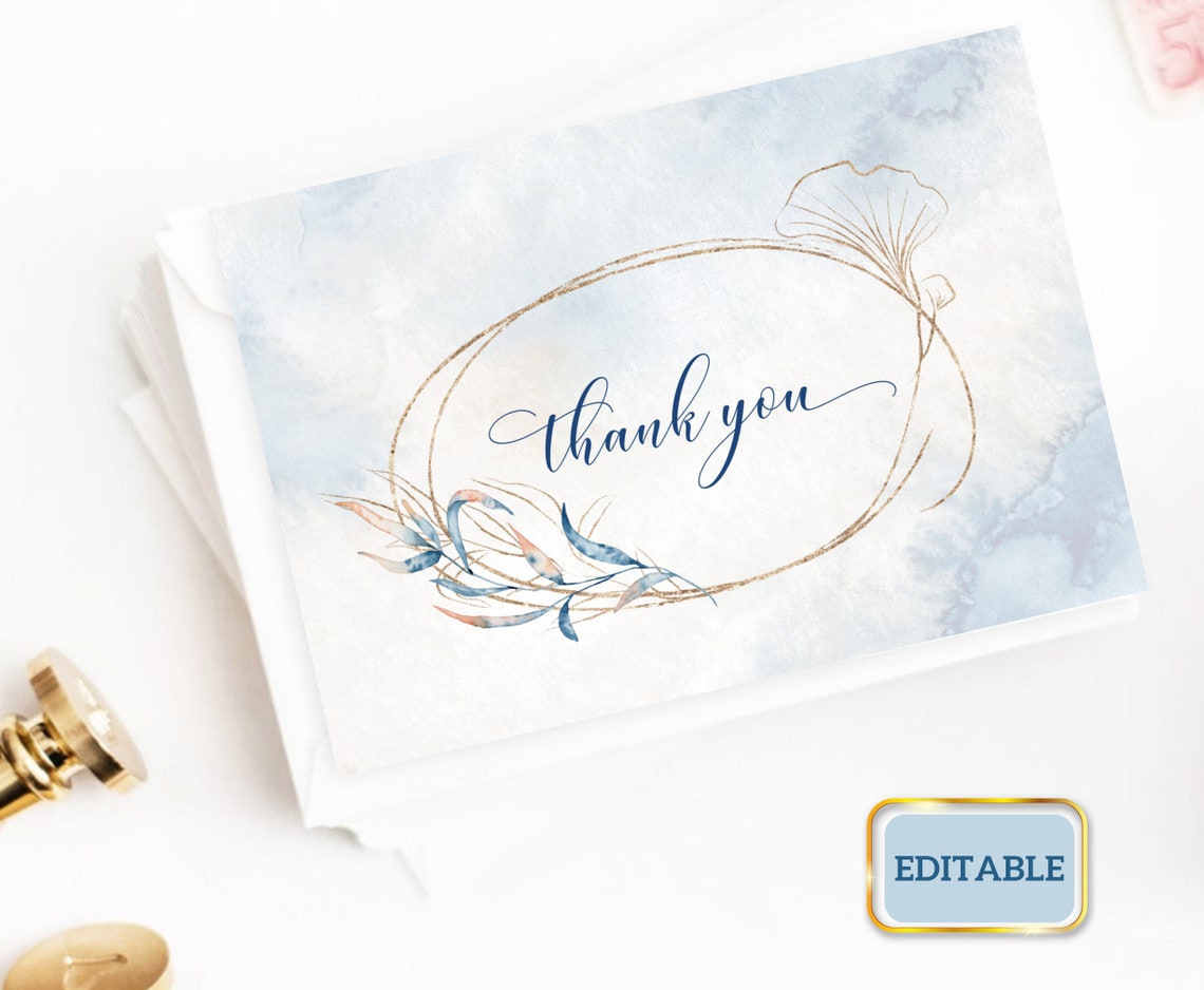 Ocean Thank You Card Printable Template Ocean & Sea Thank - Etsy