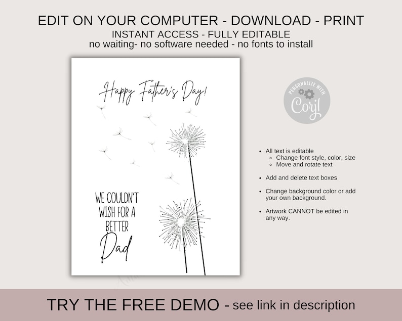 Editable Printable Dandelion Fingerprint Art / Keepsake Craft / Baby ...