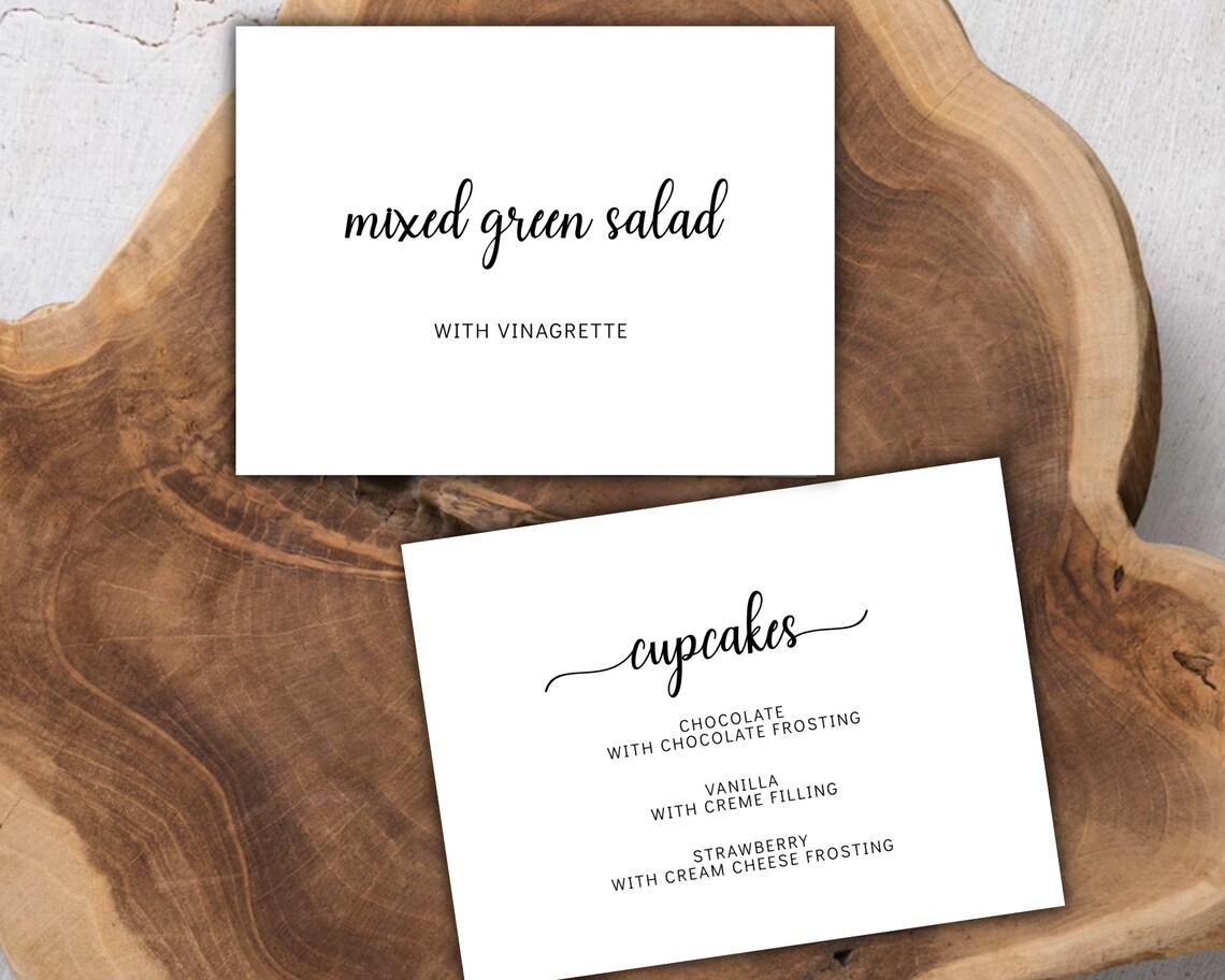 Editable Script Buffet Card Template Calligraphy Wedding - Etsy