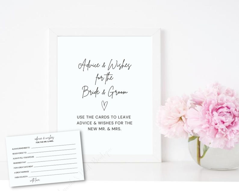 Wedding Advice Cards & Sign, Wishes for the Bride and Groom, Advice for ...