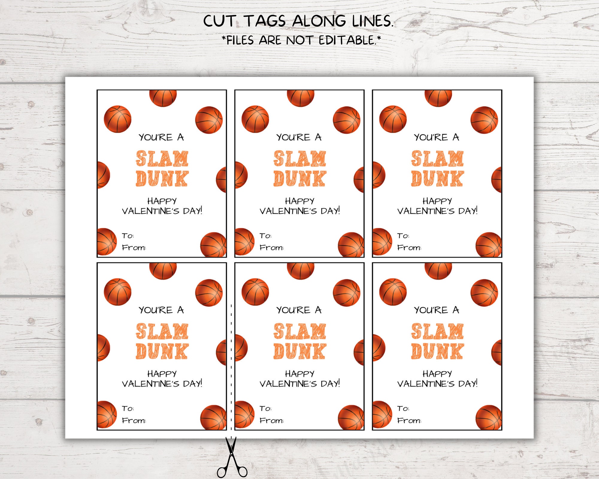 Slam Dunk Valentines Day for School Valentines, Basketball Valentine's ...