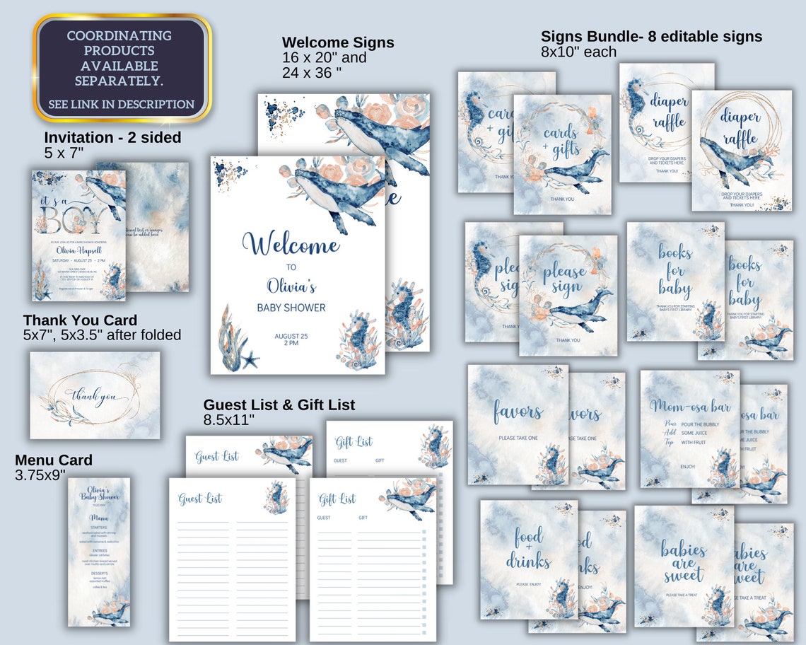 Editable Ocean Menu Template Printable Under the Sea Menu - Etsy