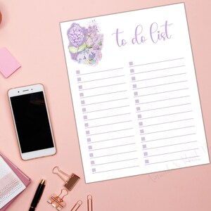 Printable to Do List, Watercolor Purple Floral Planner Insert, Lavender ...