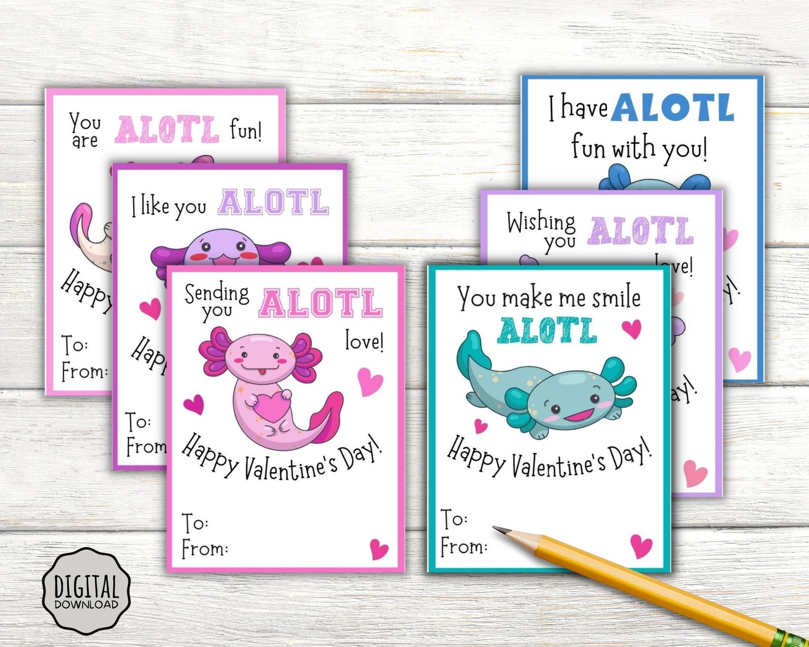 Axolotl Valentine Kids Valentine Cards, Axolotl Valentine's Day Cards ...