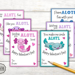 Axolotl Valentine Kids Valentine Cards, Axolotl Valentine's Day Cards ...