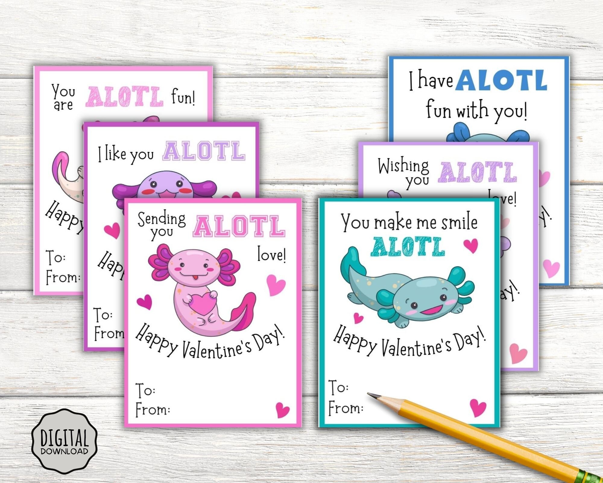Axolotl Valentine Kids Valentine Cards, Axolotl Valentine's Day Cards ...