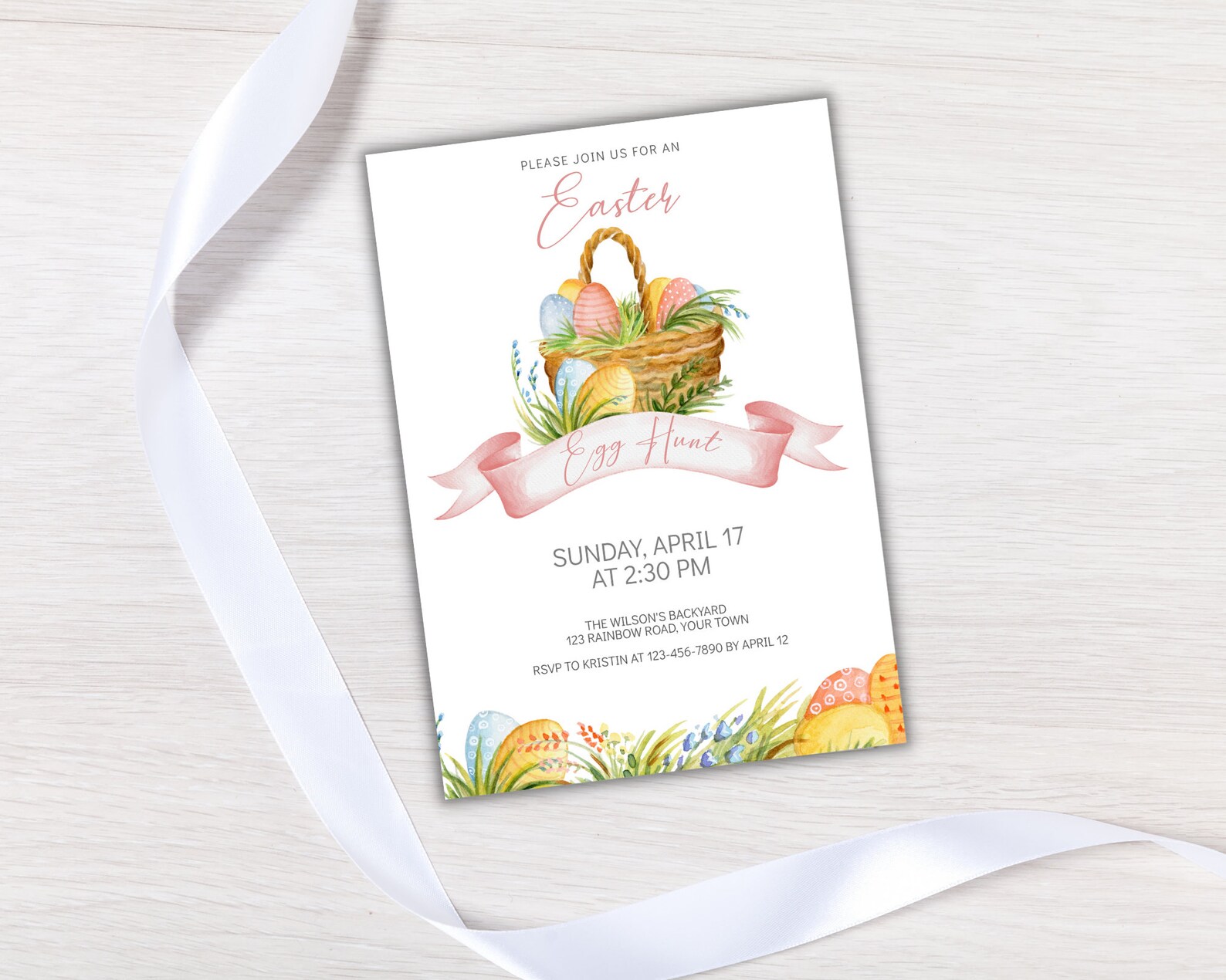 Editable Easter Egg Invitation Template Easter Egg Hunt | Etsy
