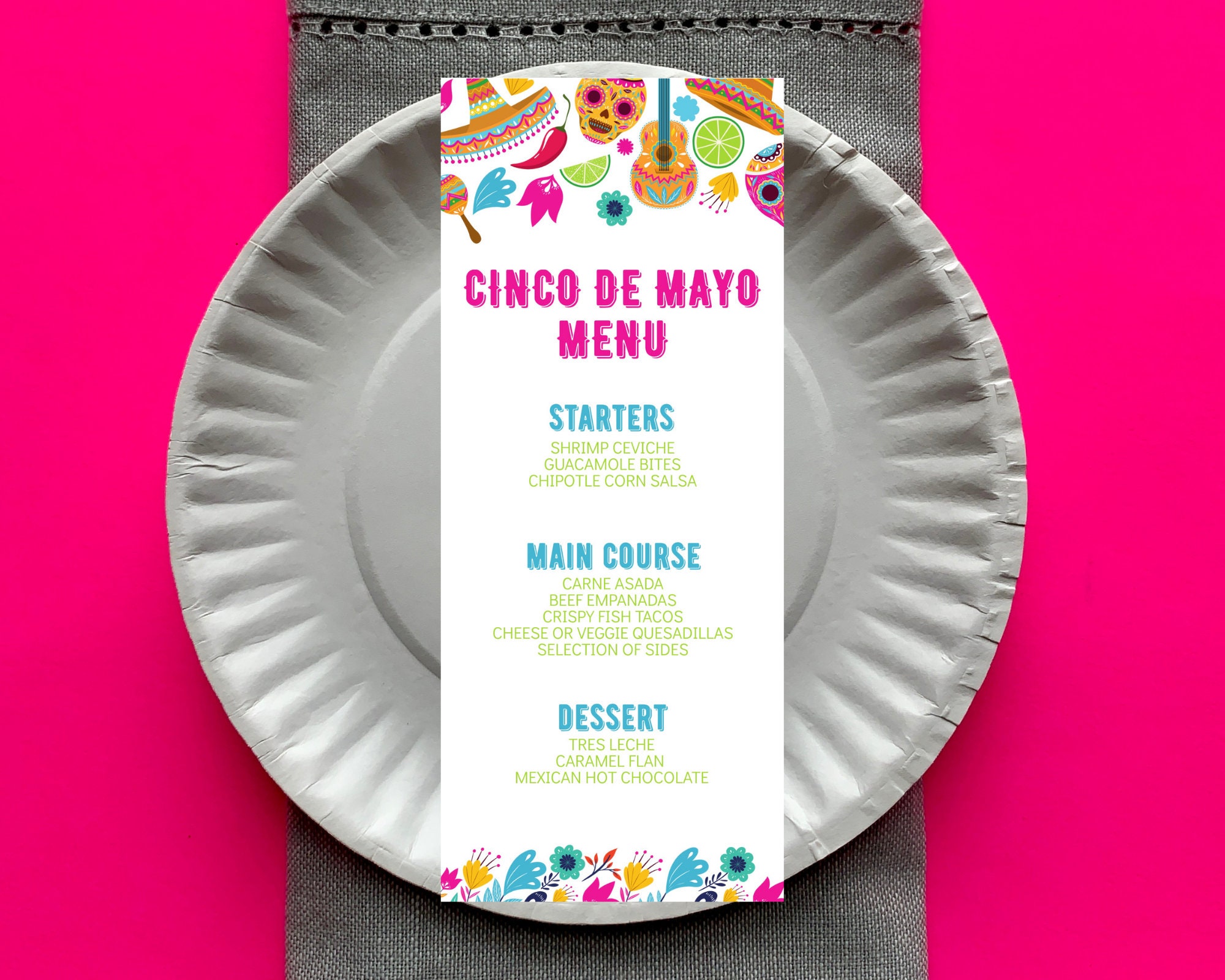 Cinco De Mayo Menu Editable Fiesta Happy Hour Menu Mexican - Etsy